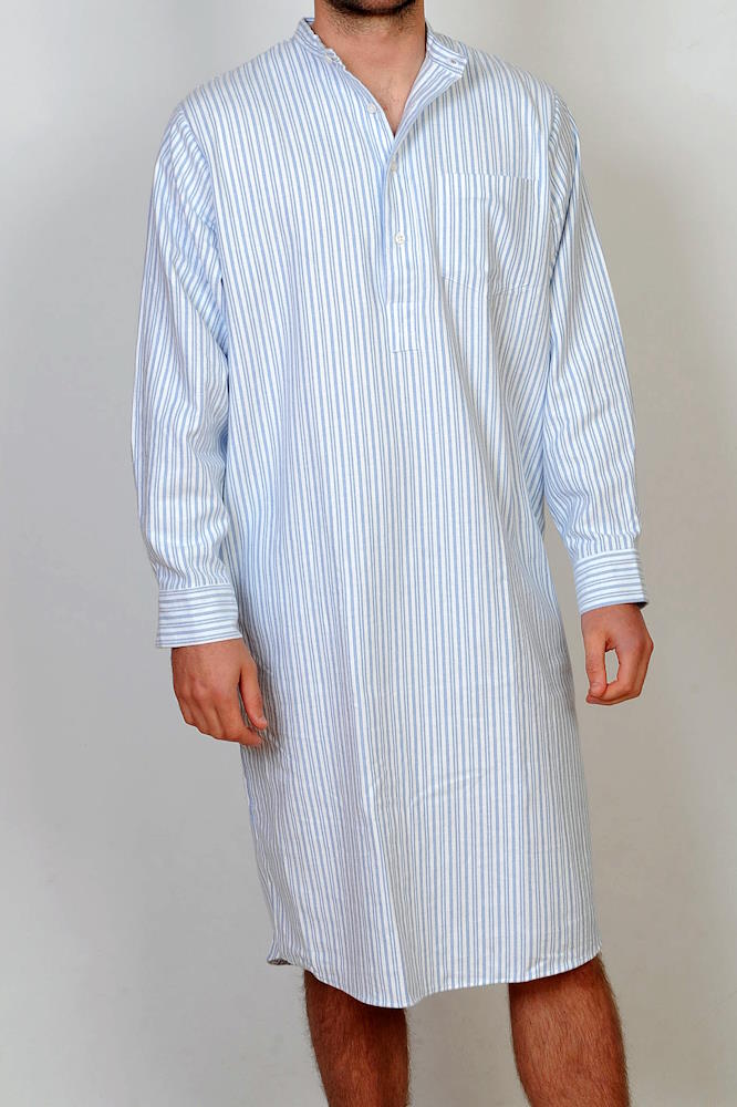 Gleneske Traditional Stripe Irish Nightshirt Classic Blue | Murphy of ...