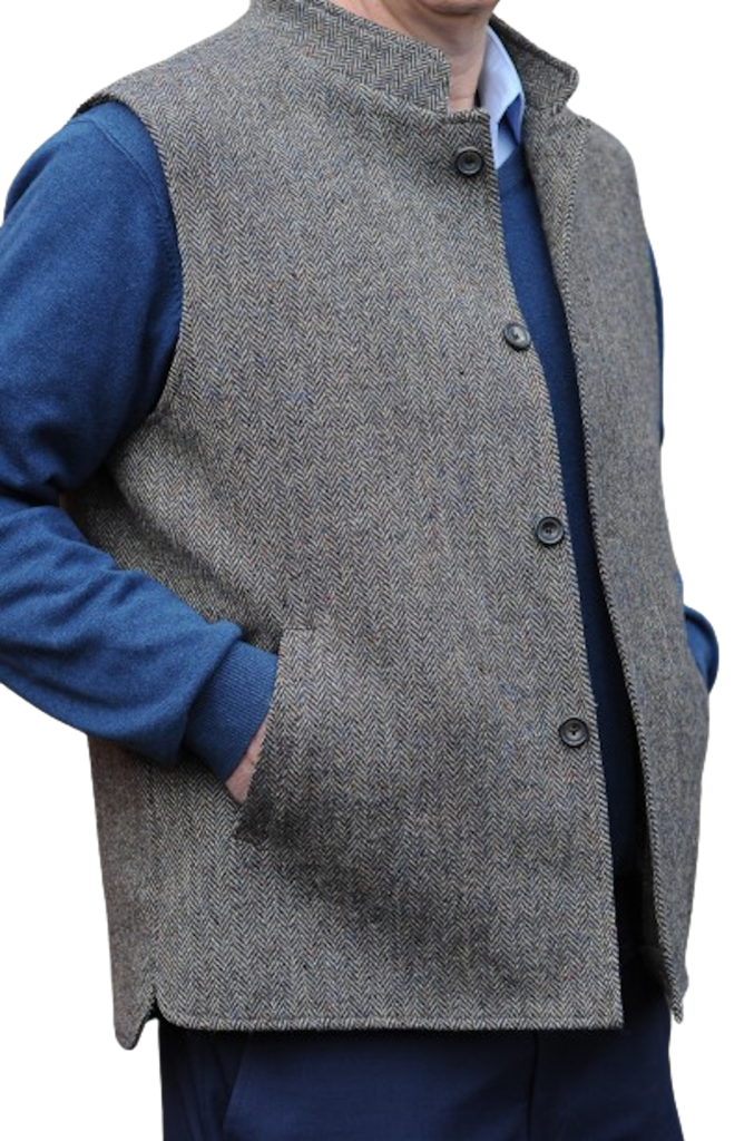 Wexford Tweedback Herringbone Vest Almond Black | Murphy of Ireland US